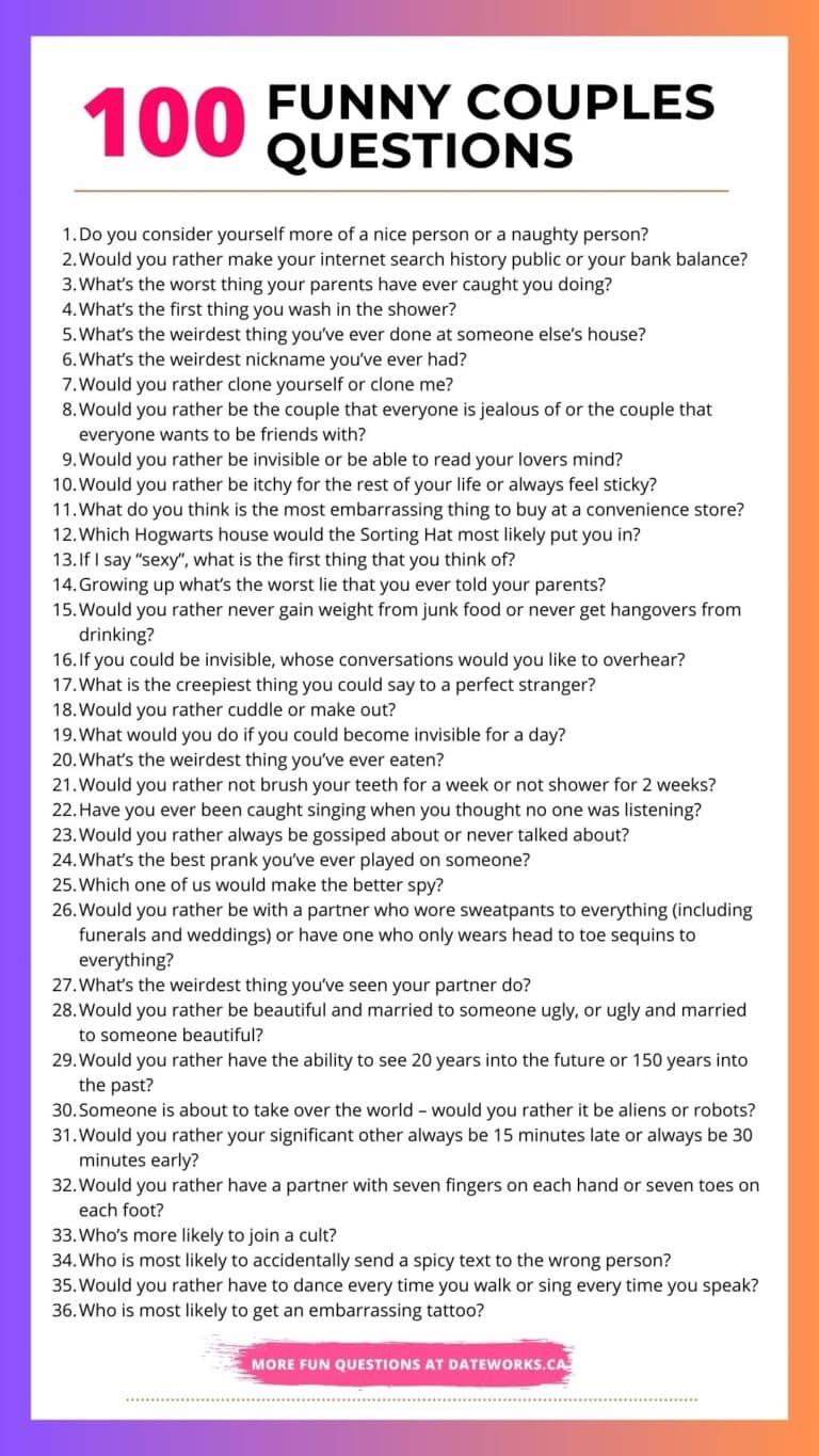 100+ Funny Couples Questions (To Ask Your Partner)